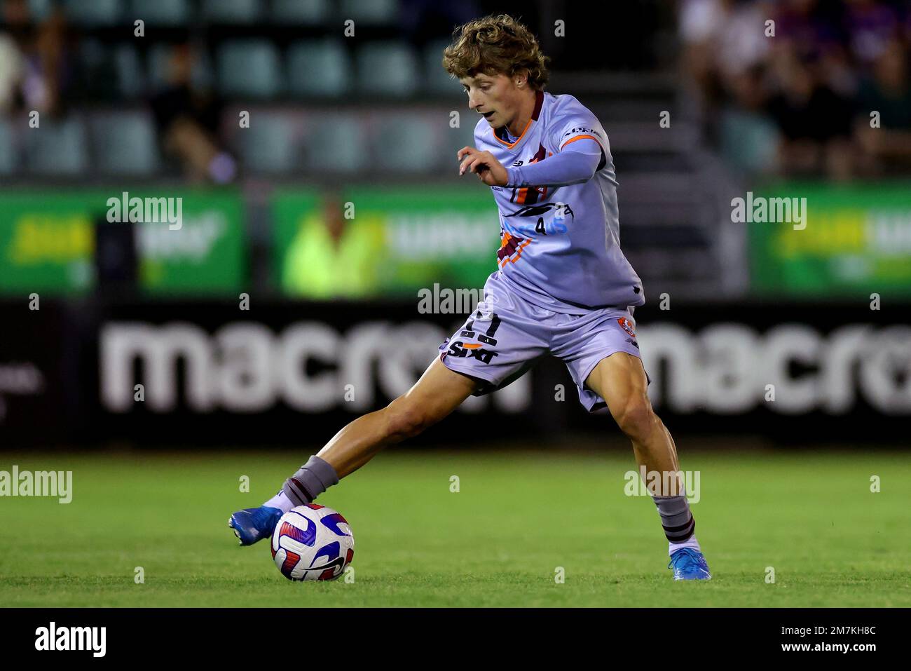 Jez Lofthouse of the Roar controls the ball during the A-League Men's ...