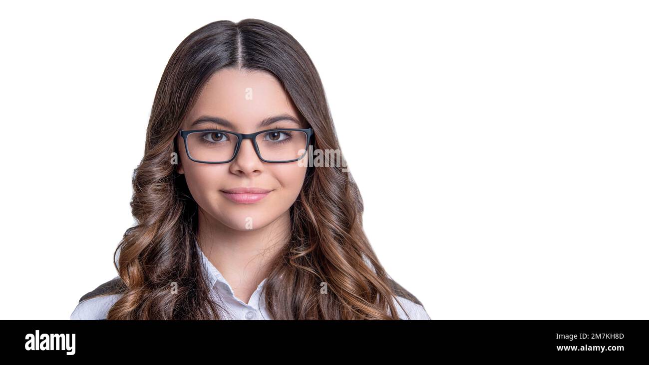 teen girl see in eyeglasses in studio, advertisement. teen girl see in ...