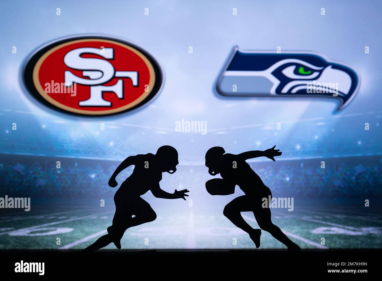 SAN FRANCISCO, USA, JANUARY 10, 2023: Seattle Seahawks vs. San Francisco 49ers. NFL Wild Card ...