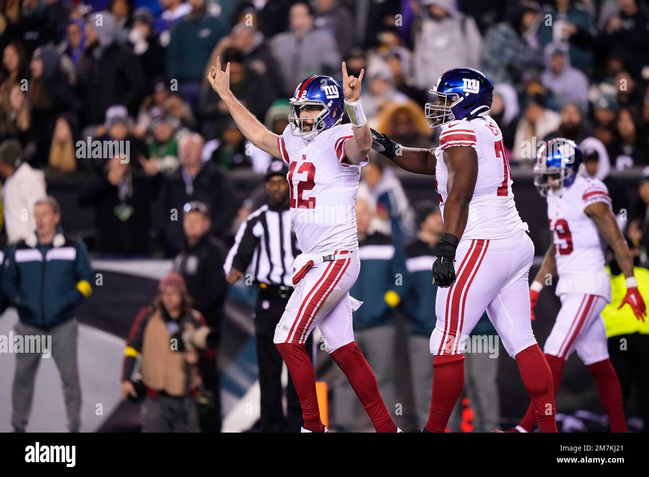 New York Giants' Davis Webb reacts during an NFL football game, Sunday ...