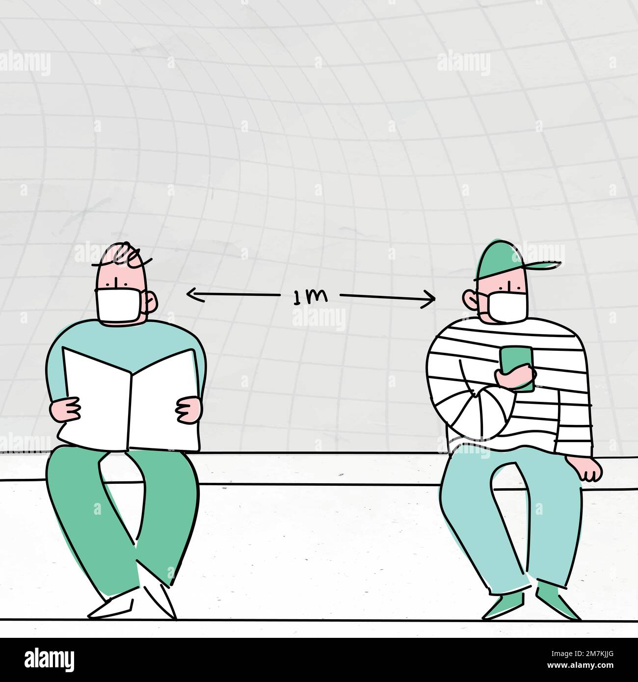 Social distancing in public coronavirus pandemic character vector Stock ...