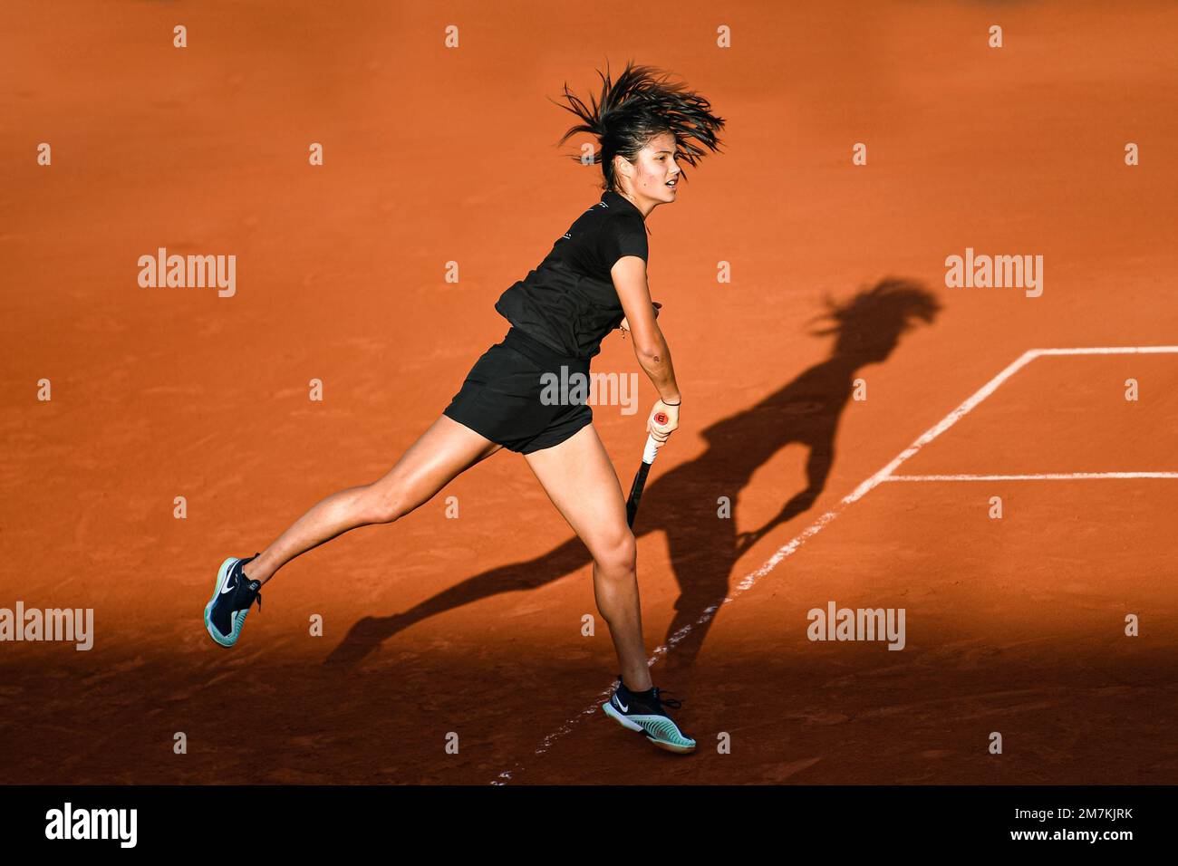 British professional tennis player Emma Raducanu during a training ...