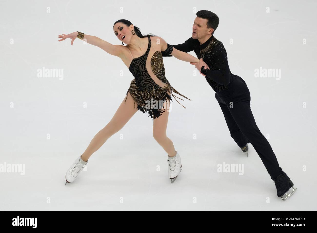 Italy's Charlene Guignard and Marco Fabbri compete during the Ice Dance ...