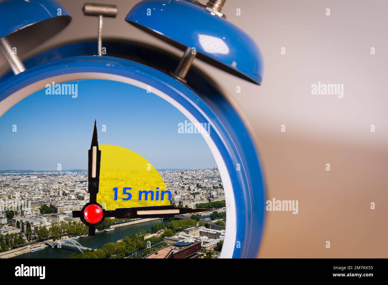 Ringing twin bell vintage classic alarm clock with the 15 minute city ...