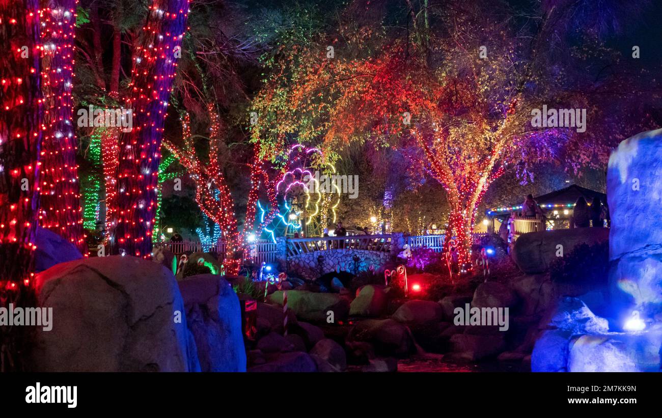 A camp with snoopy Christmas river decorations Stock Photo - Alamy