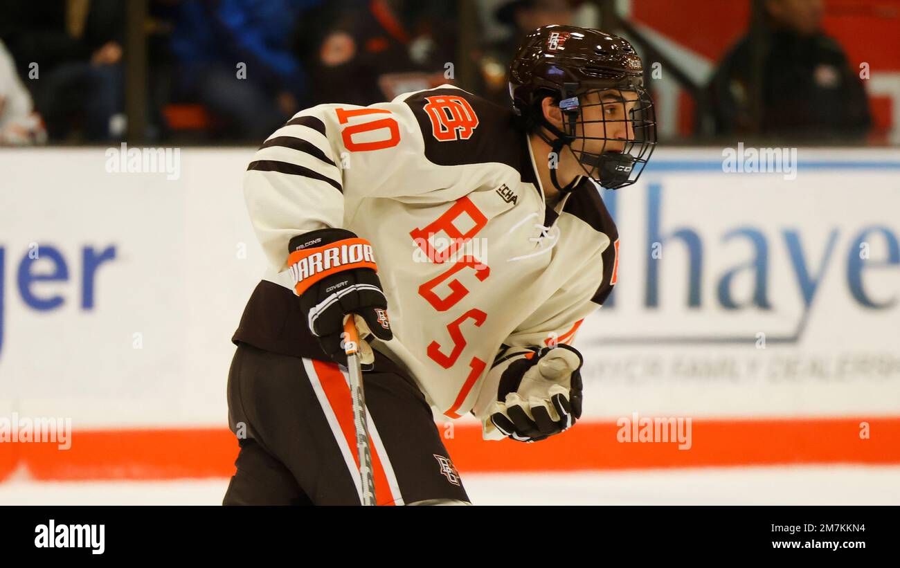 Bowling Green forward Nathan Burke (10) skates against the Lake ...