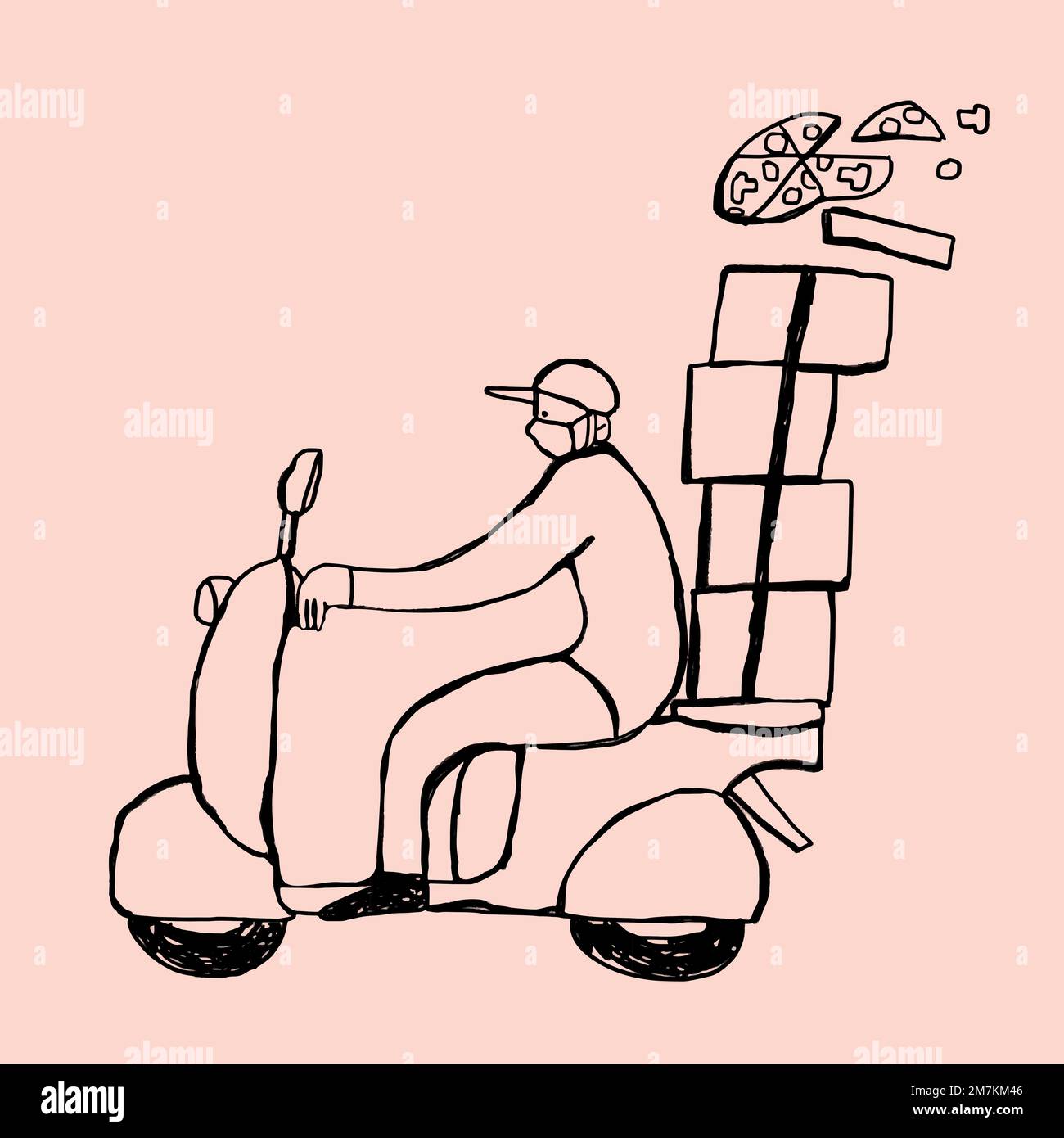 Delivery boy on a scooter on pink background vector Stock Vector Image ...