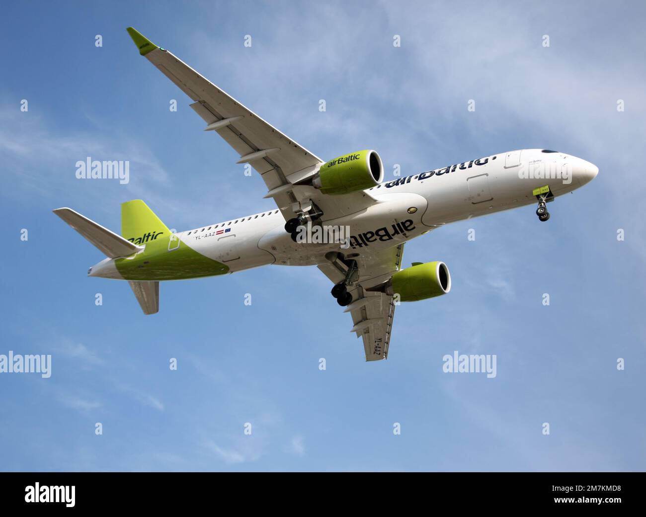 Airbus A220-371 of Air Baltic arrives at London Gatwick Airport from ...