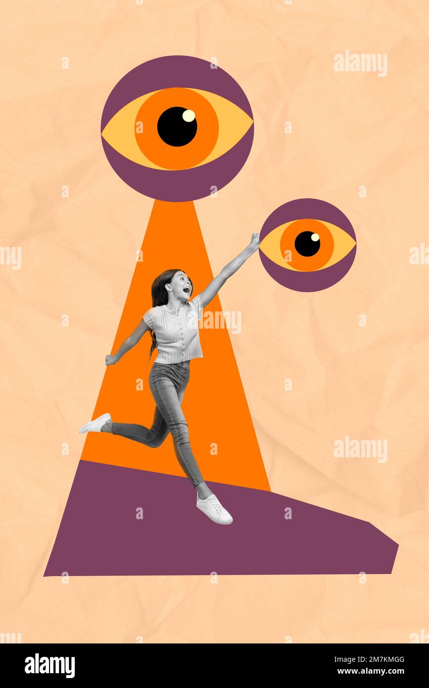 Creative 3d photo artwork graphics collage painting of impressed little ...