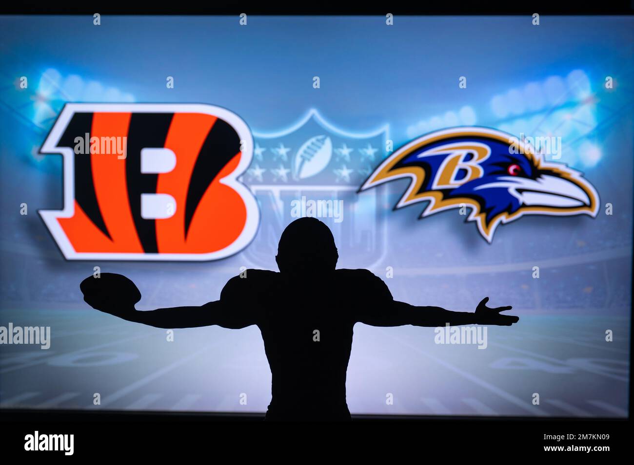 CINCINNATI, USA, JANUARY 10, 2023: Baltimore Ravens vs. Cincinnati Bengals. NFL Wild Card Round ...