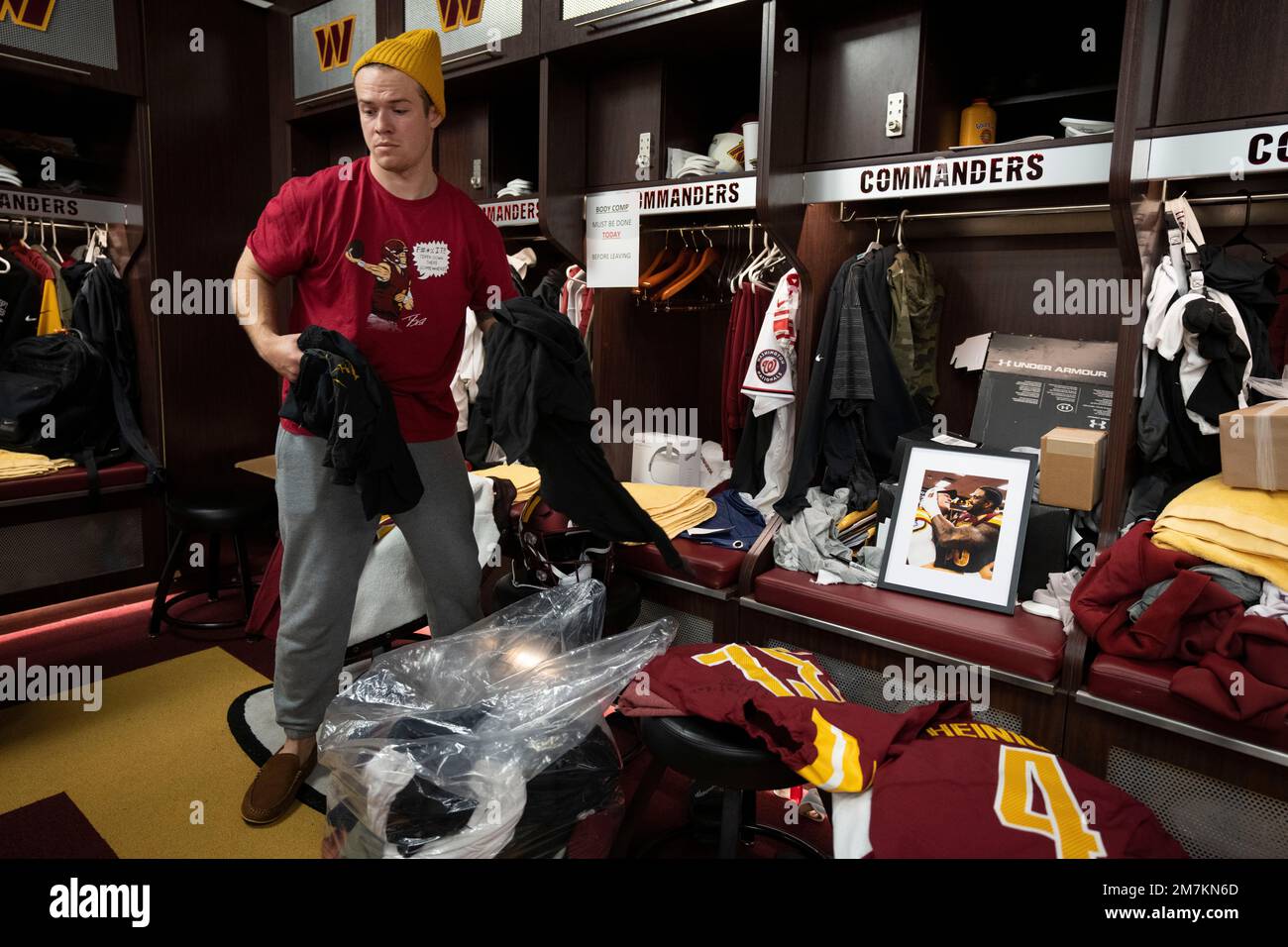 Washington Commanders quarterback Taylor Heinicke packs his personal ...