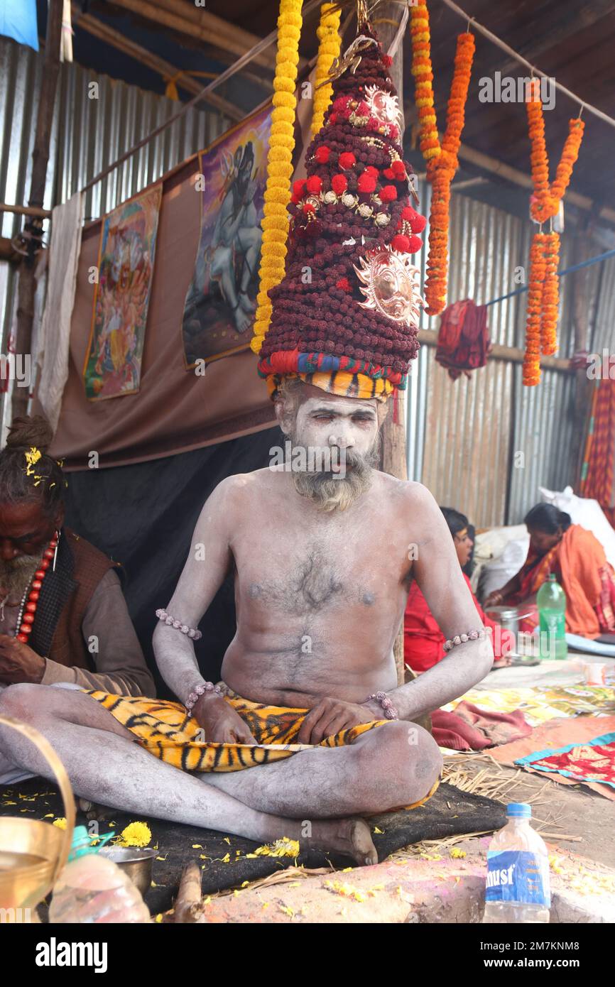 January 9, 2023, Kolkata, West Bengal, India: Naga Sadhu or Hindu holy ...