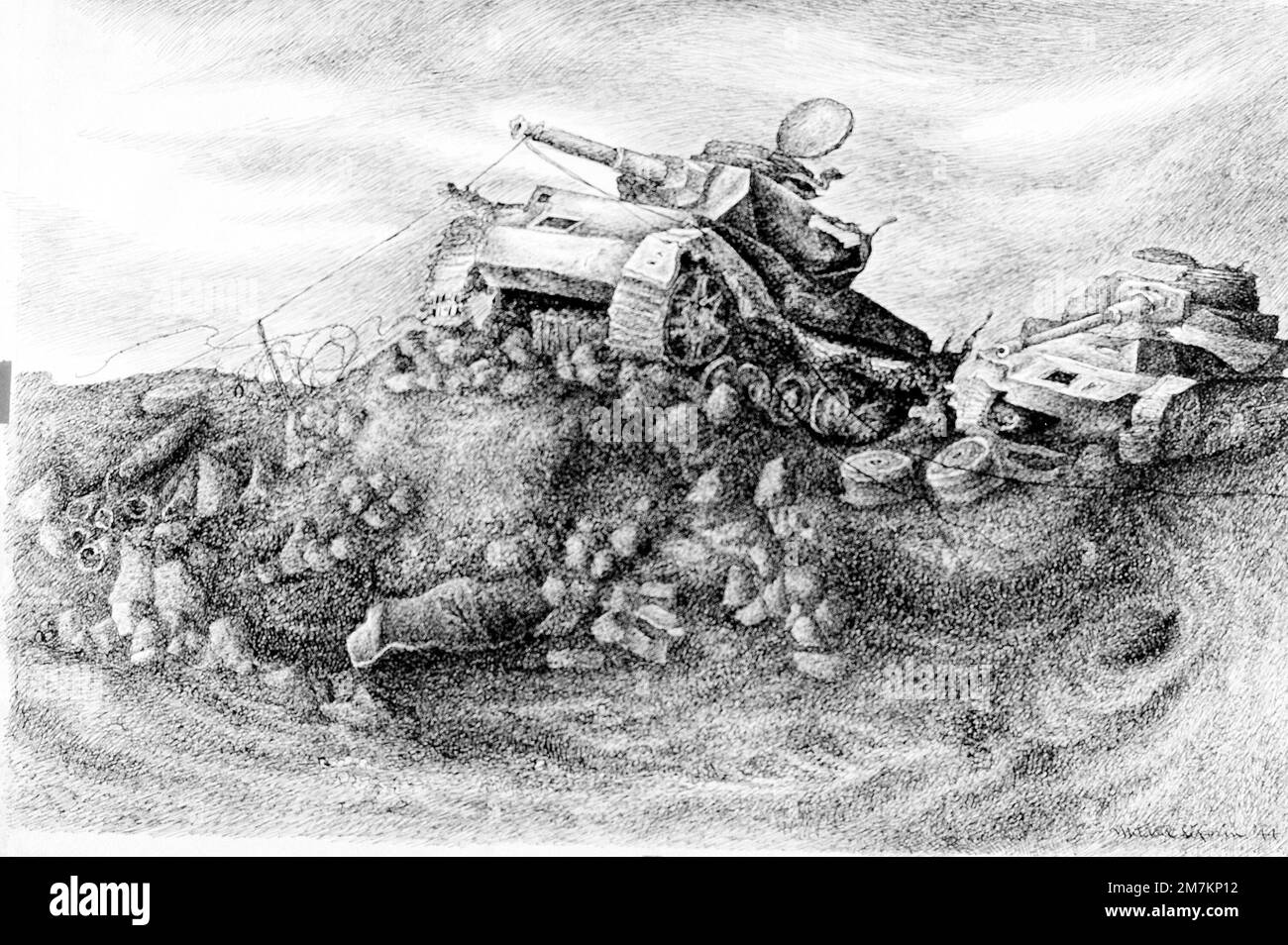Artwork: "Enemy Tanks at Ponte Rotto"Artist: Mitchell Siporin, Anzio ...