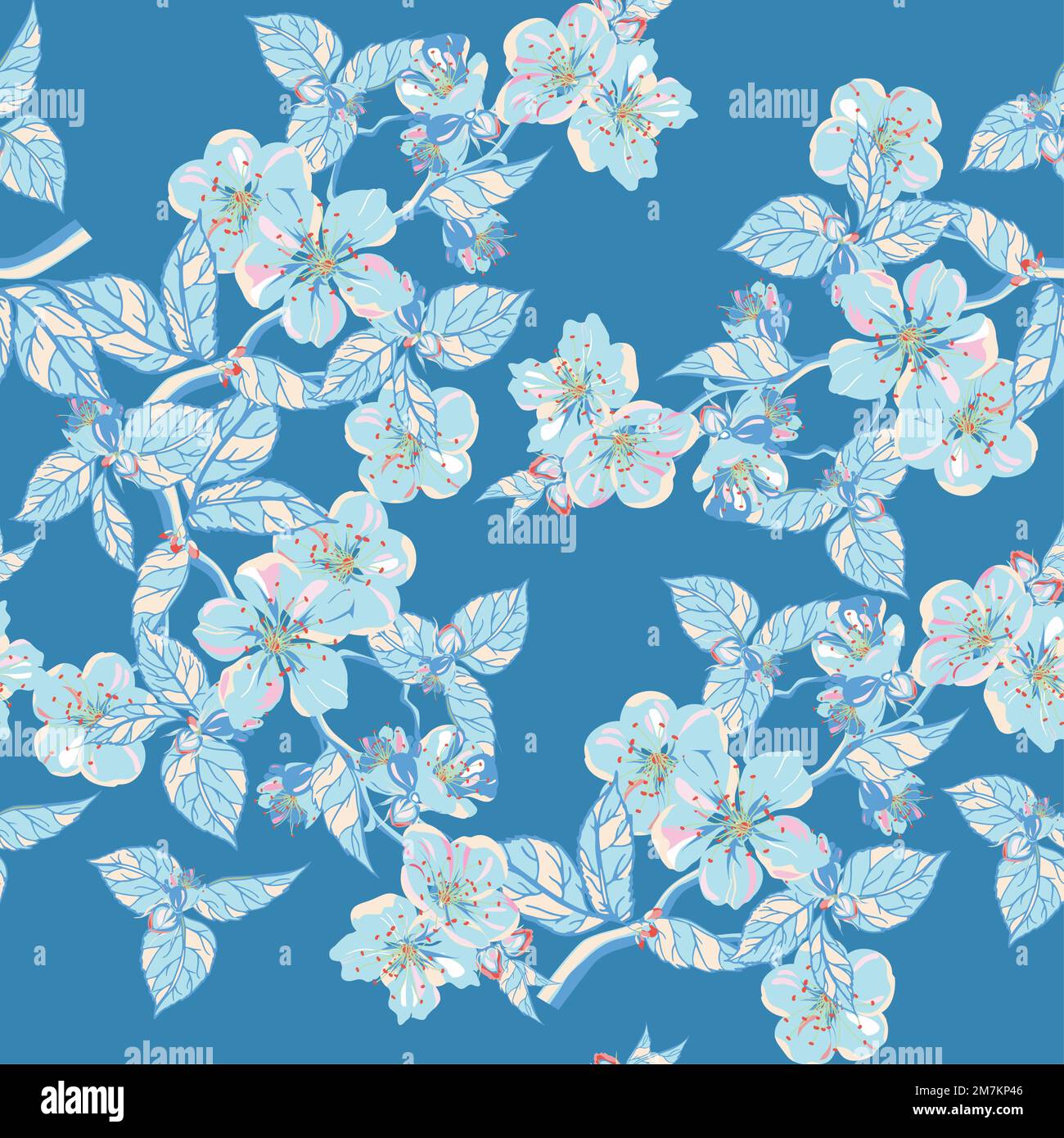 Modern floral seamless pattern. Digital drawn illustration. Can be used ...