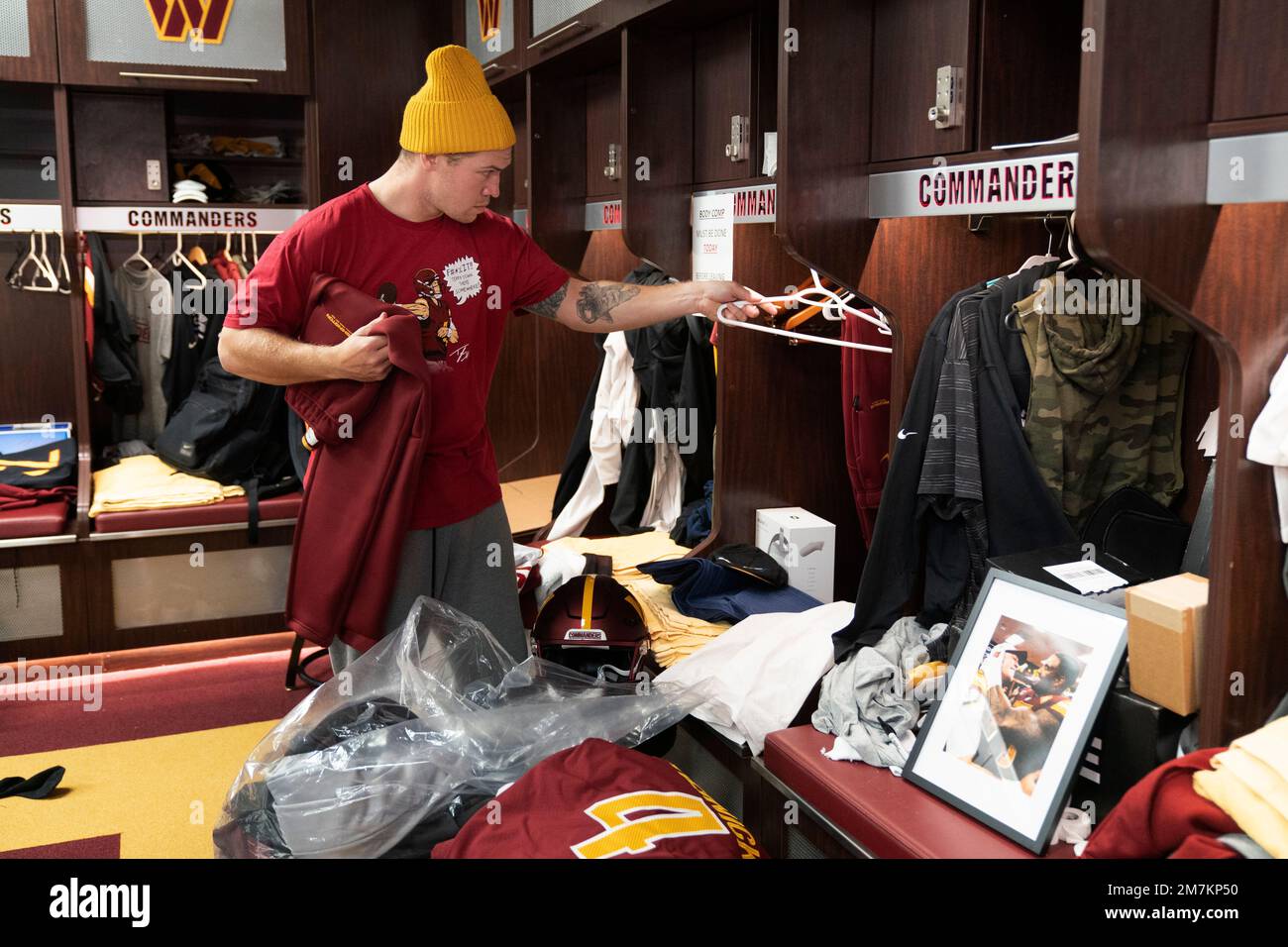 Washington Commanders quarterback Taylor Heinicke packs his personal ...