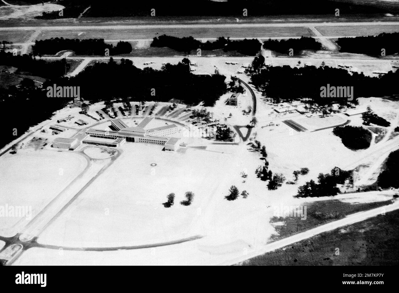 An aerial view of Bldg. 1535, occupied by HQ SAC until Feb. 1948, when ...