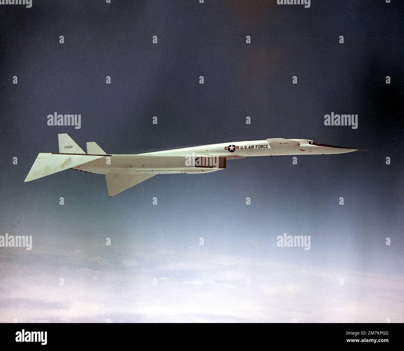 An air-to-air right side view of an XB-70 Valkyrie aircraft. Country ...
