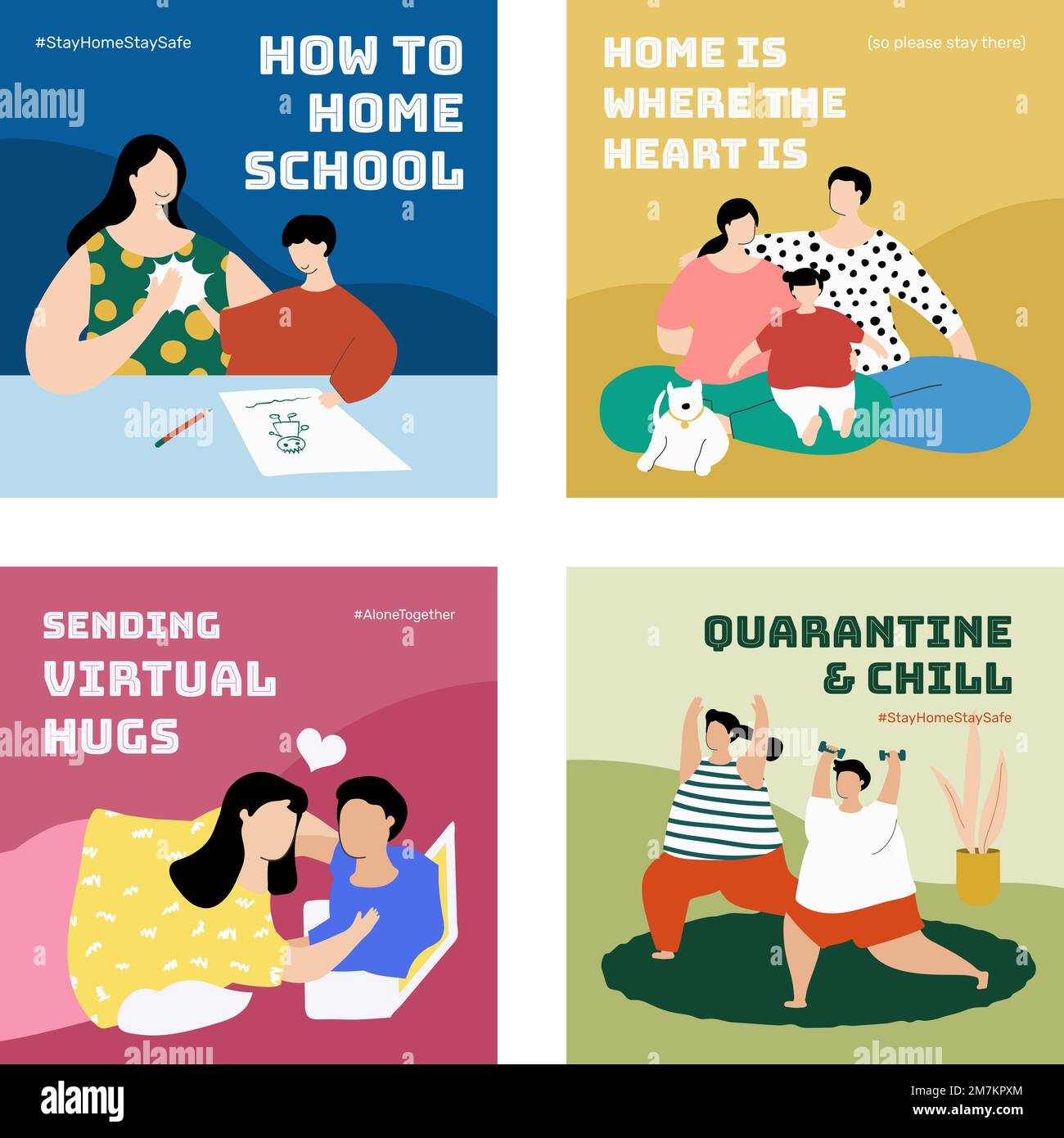 Social distancing during coronavirus outbreak template set vector Stock ...