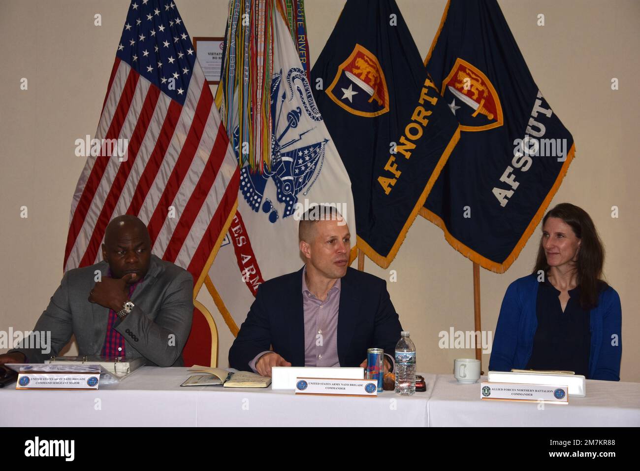 Sgt. Maj. Dilworth Braithwaite (left to right), Col. Miles Gengler and ...