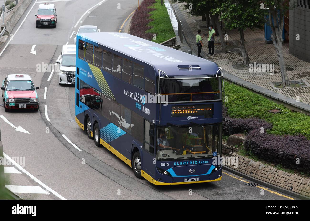 A double decker electric bus is seen at Central as Bravo Transport ...