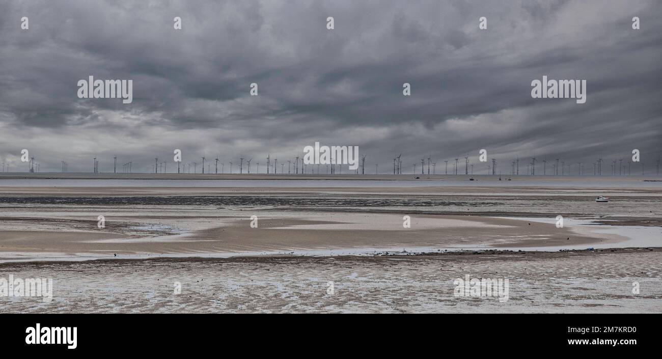 Wind power in the Irish sea off Merseyside England Stock Photo - Alamy