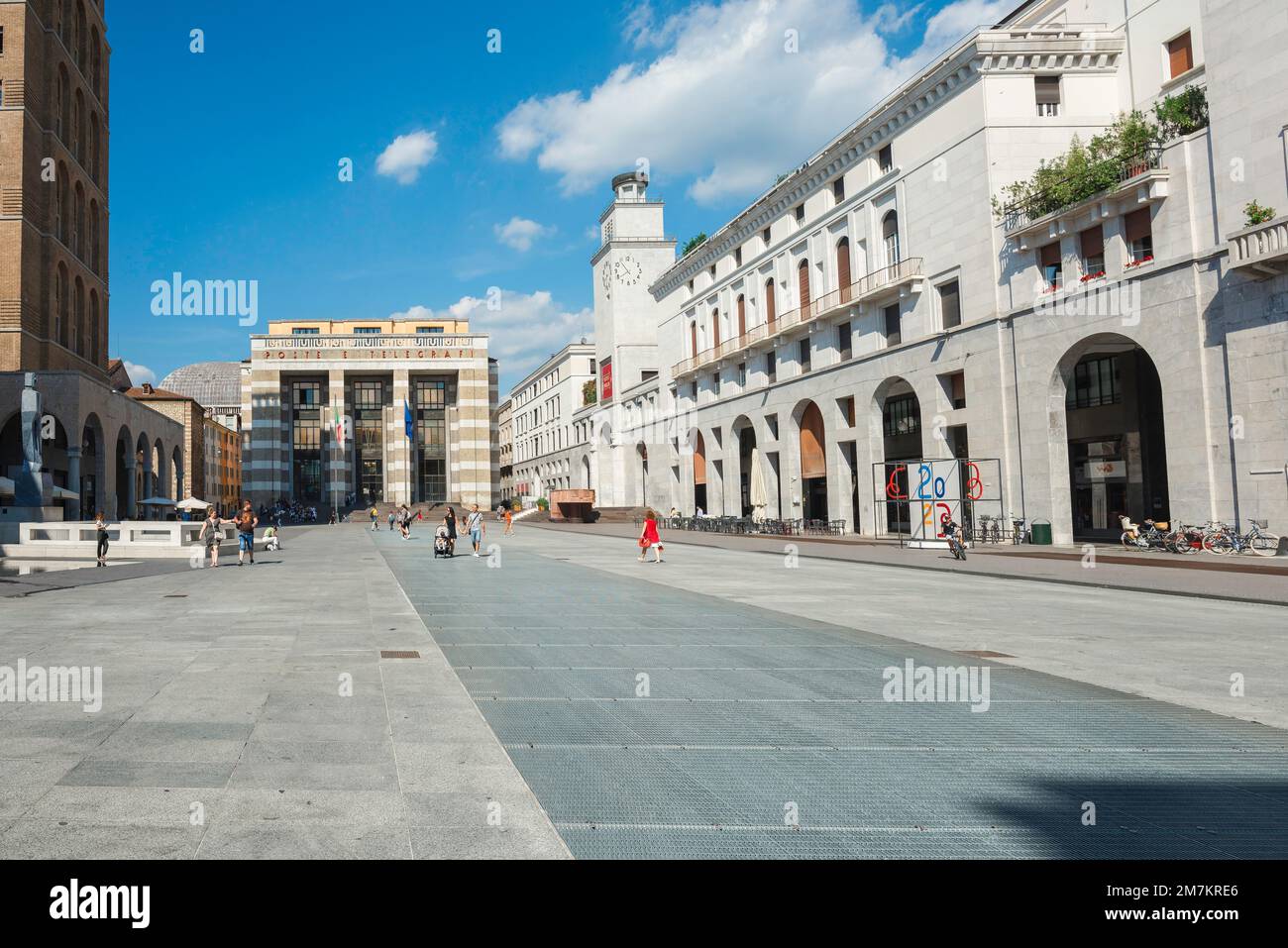 Piazza della Vittoria Brescia, view in summer of monumental buildings ...