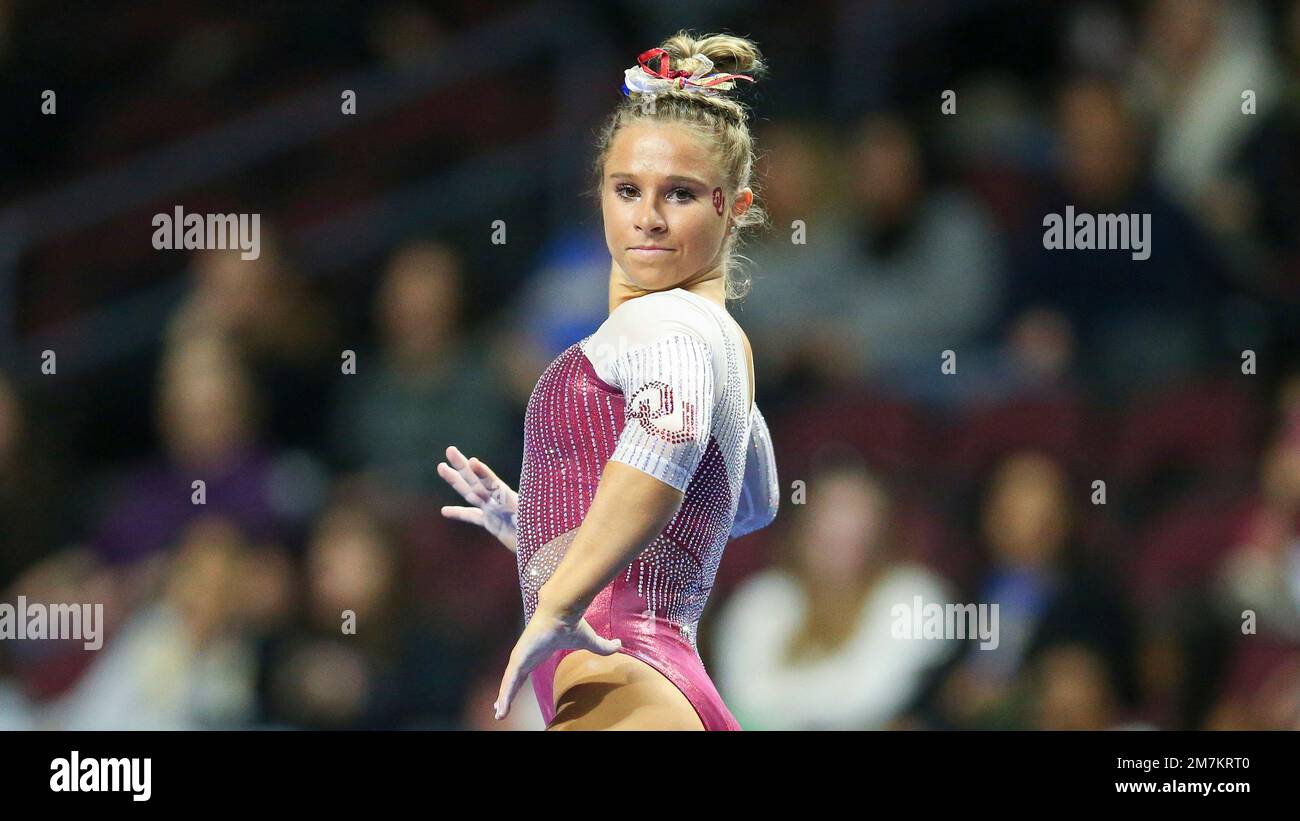 Oklahoma's Ragan Smith competes on the floor exercise during an NCAA ...
