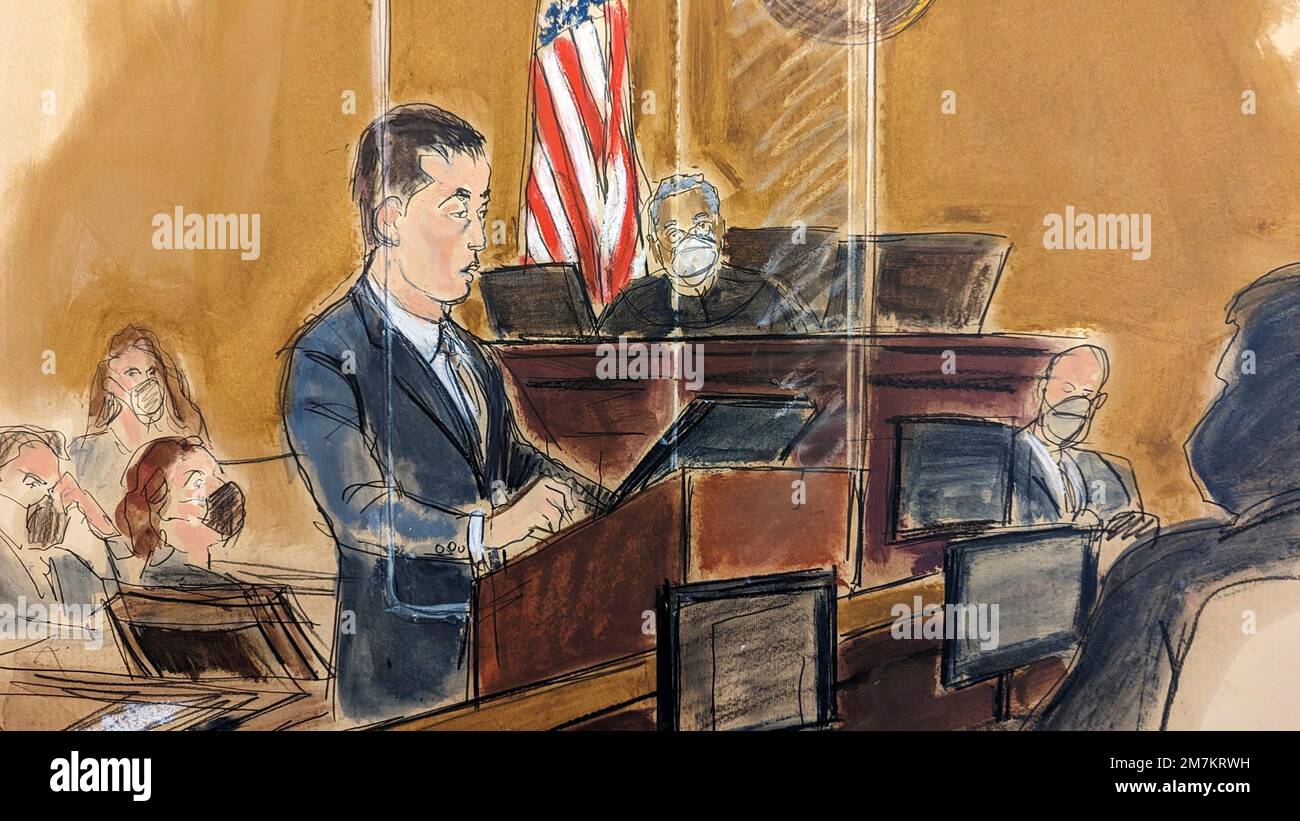 Assistant US attorney Alexander Li makes his opening statement to the ...