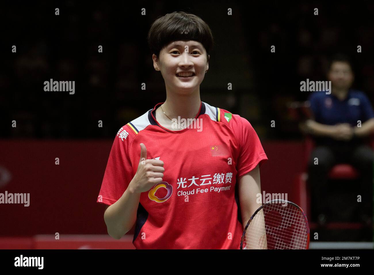 China's Chen Yu Fei poses for photographers after wining the match ...