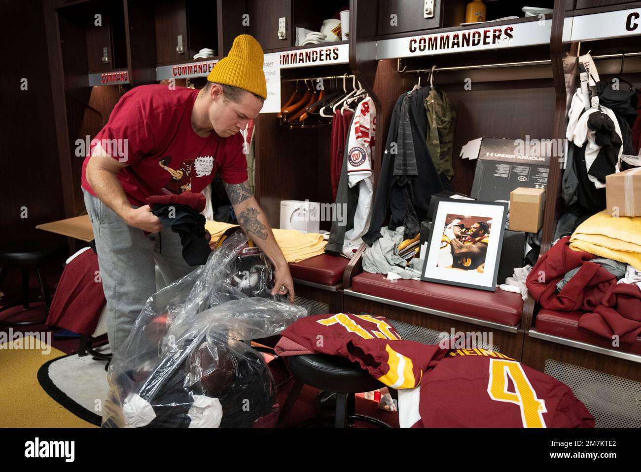 Washington Commanders quarterback Taylor Heinicke packs his personal ...