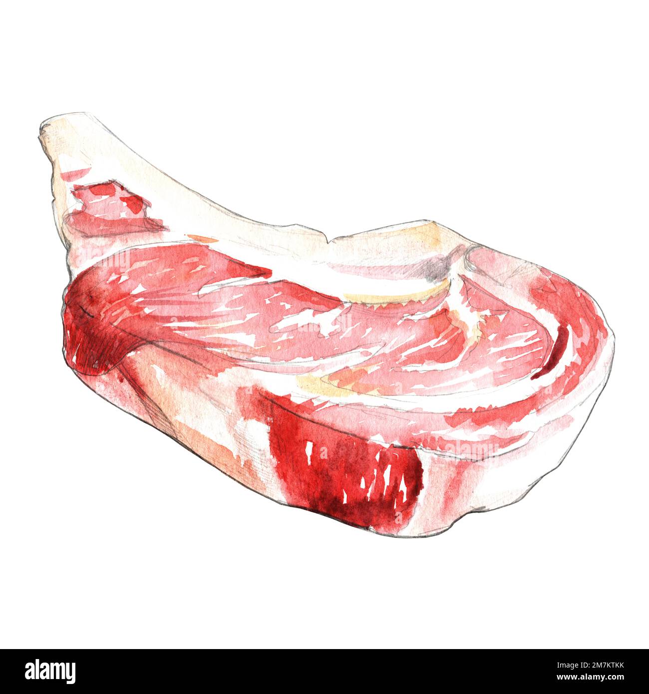 Raw meat watercolor illustration on black background Stock Photo - Alamy