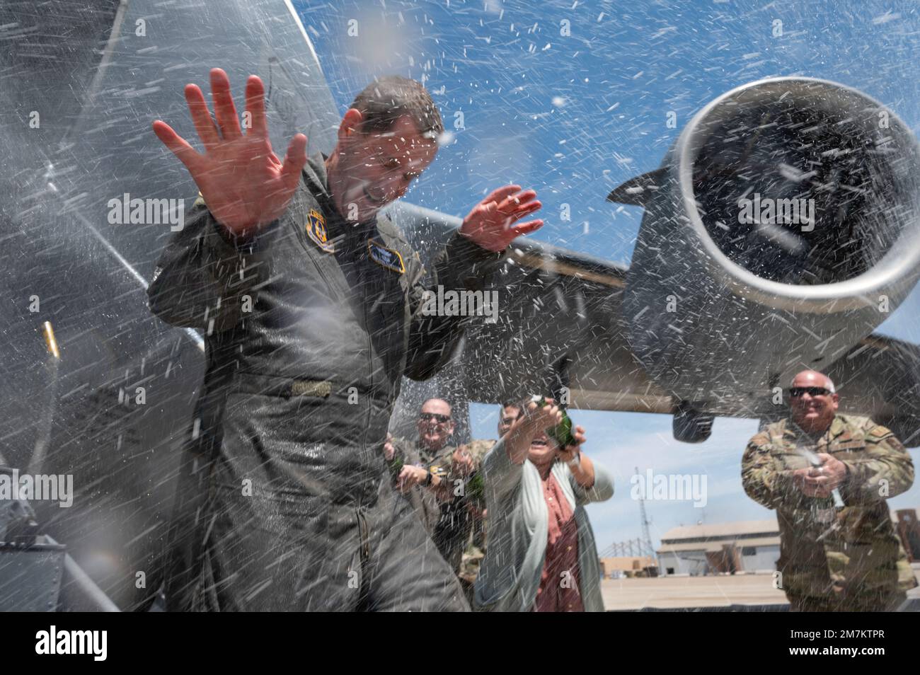 Col. John F. Robinson, 911th Airlift Wing commander, is sprayed with ...