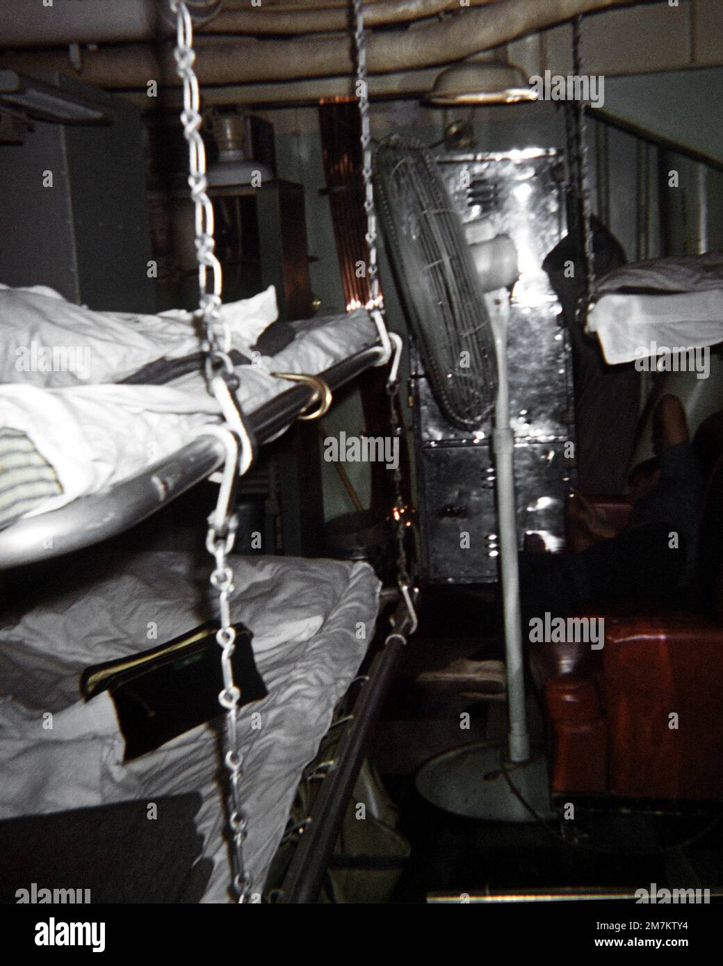 A view of the enlisted berthing area aboard the heavy cruiser USS ...