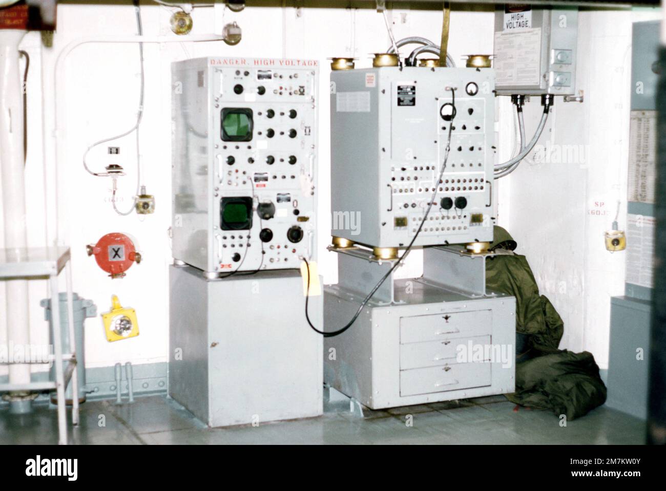 A view of test equipment in the missile overhaul room aboard the heavy ...