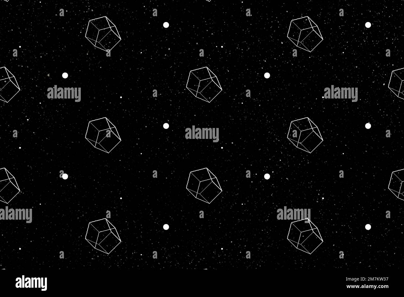 Seamless 3D geometric pentagon pattern on a black background vector ...