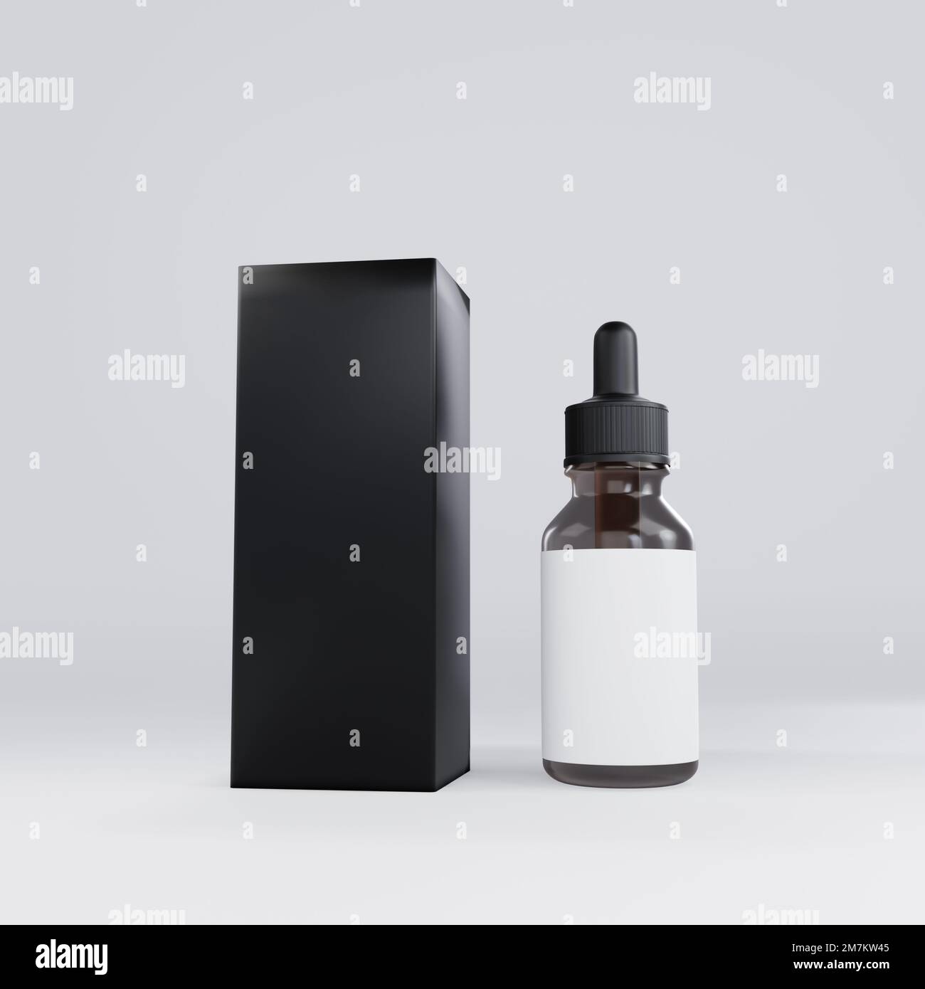 Dropping Borrle Mockup 3d image, black color cap drop bottle with box ...