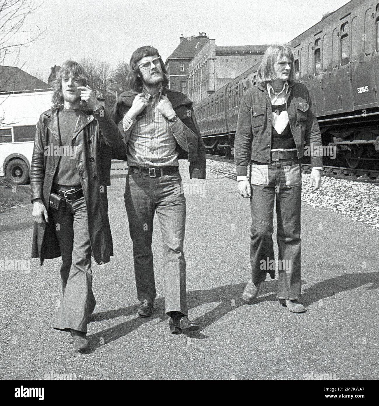 British Pop band Paint box on location in South London 1972 Stock Photo ...