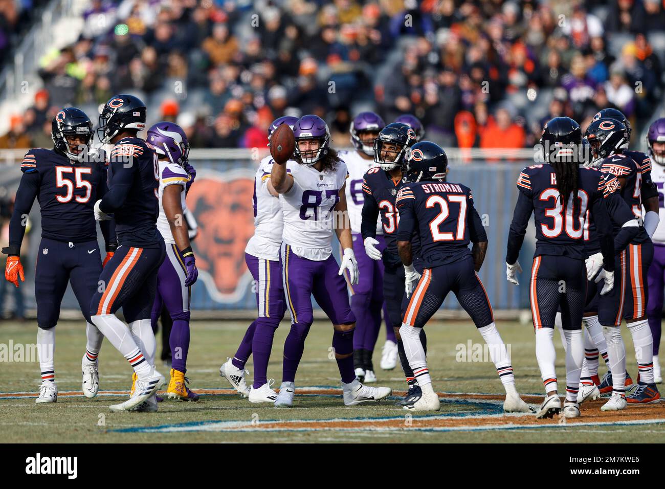 Minnesota Vikings tight end T.J. Hockenson (87) reacts during the first ...