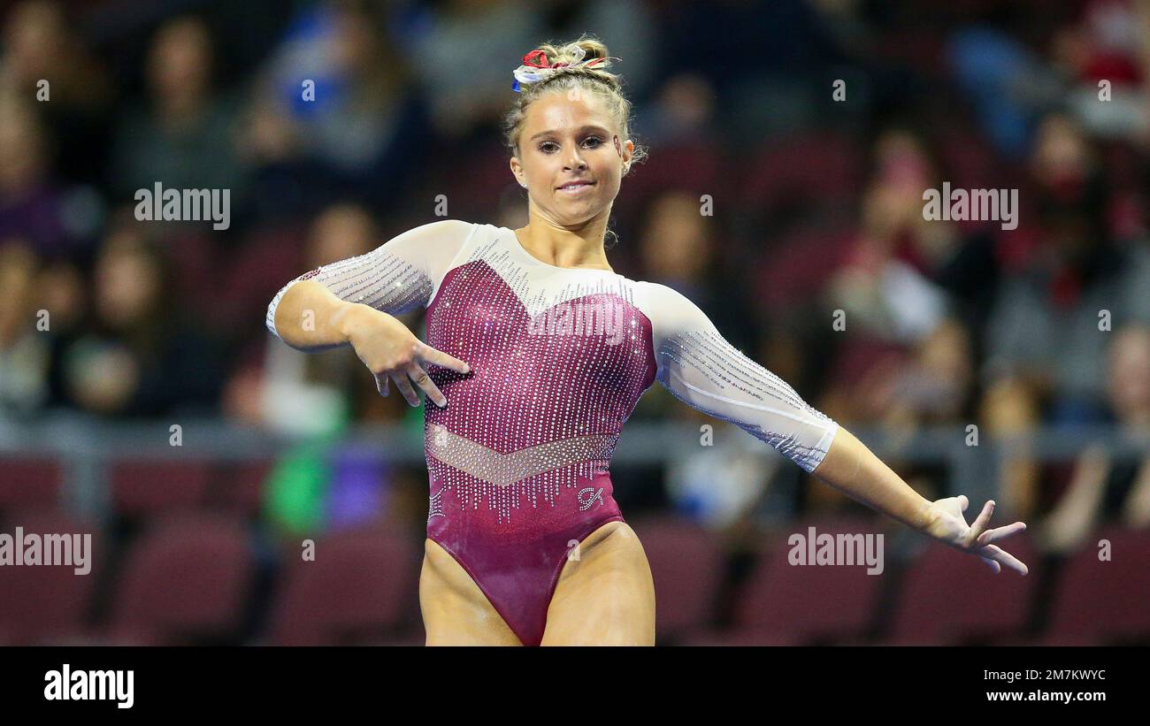 Oklahoma's Ragan Smith competes on the floor exercise during an NCAA ...