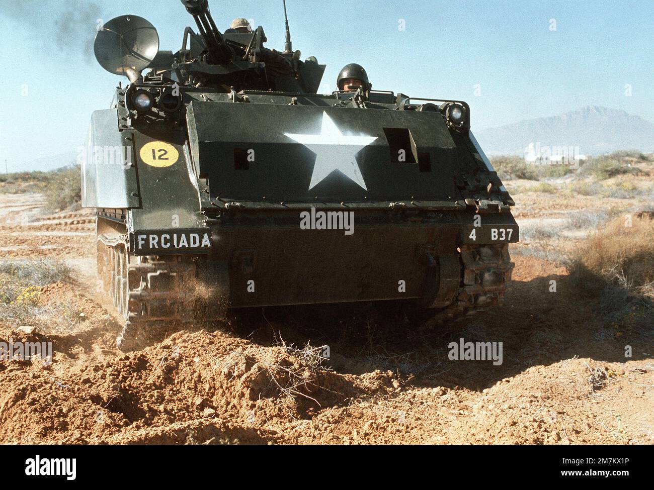An M-163A1 Vulcan self-propelled anti-aircraft gun is deployed during a ...