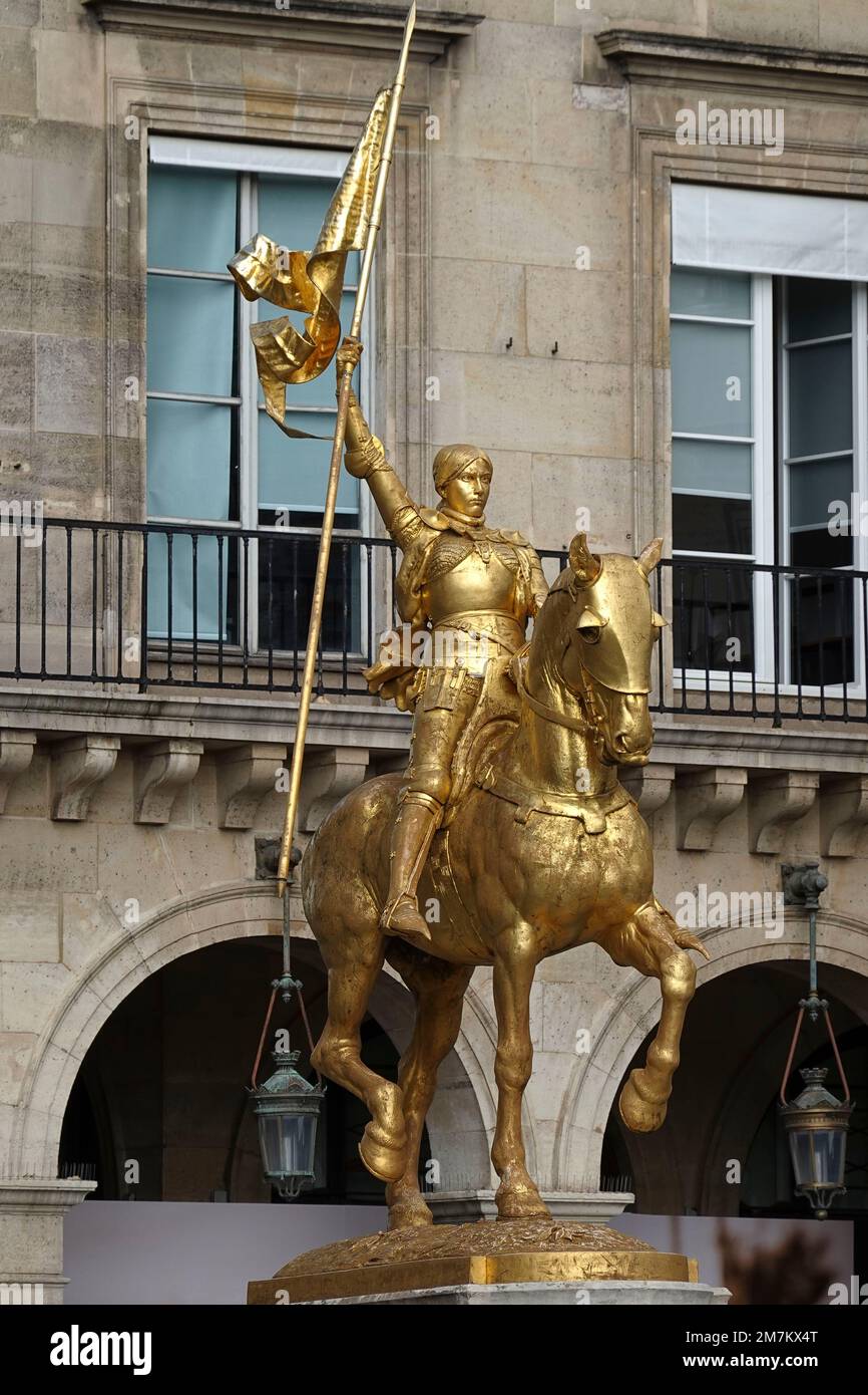France, Paris, Jeanne d'Arc (Joan of Arc) statue on the Pyramids Square ...