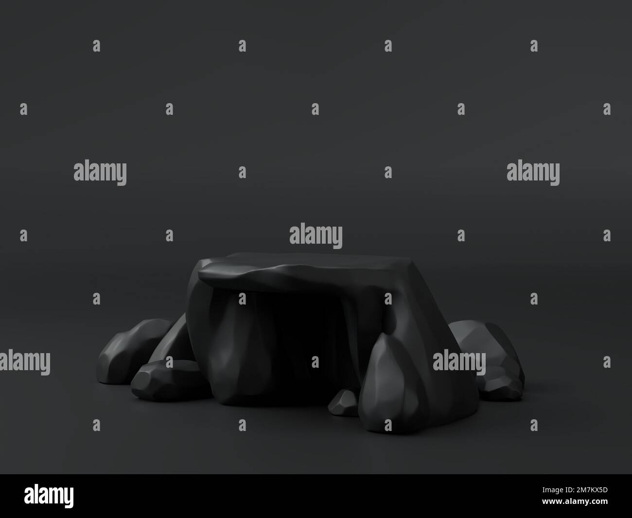 The background image is set in black. There is a stone platform stage ...