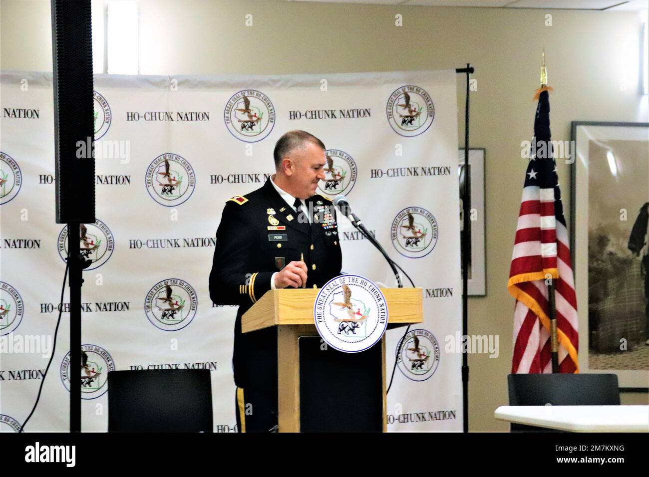 Fort McCoy Garrison Commander Col. Michael Poss provides remarks May 10 ...