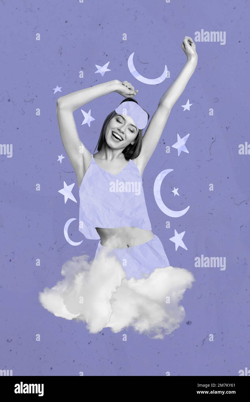 Creative photo 3d collage artwork picture of beautiful sleepy lady ...