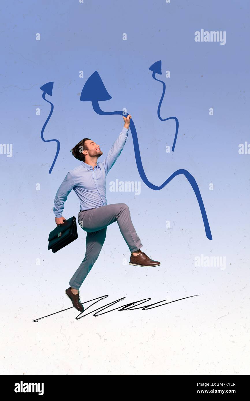 Creative photo 3d collage artwork poster picture of handsome man moving ...