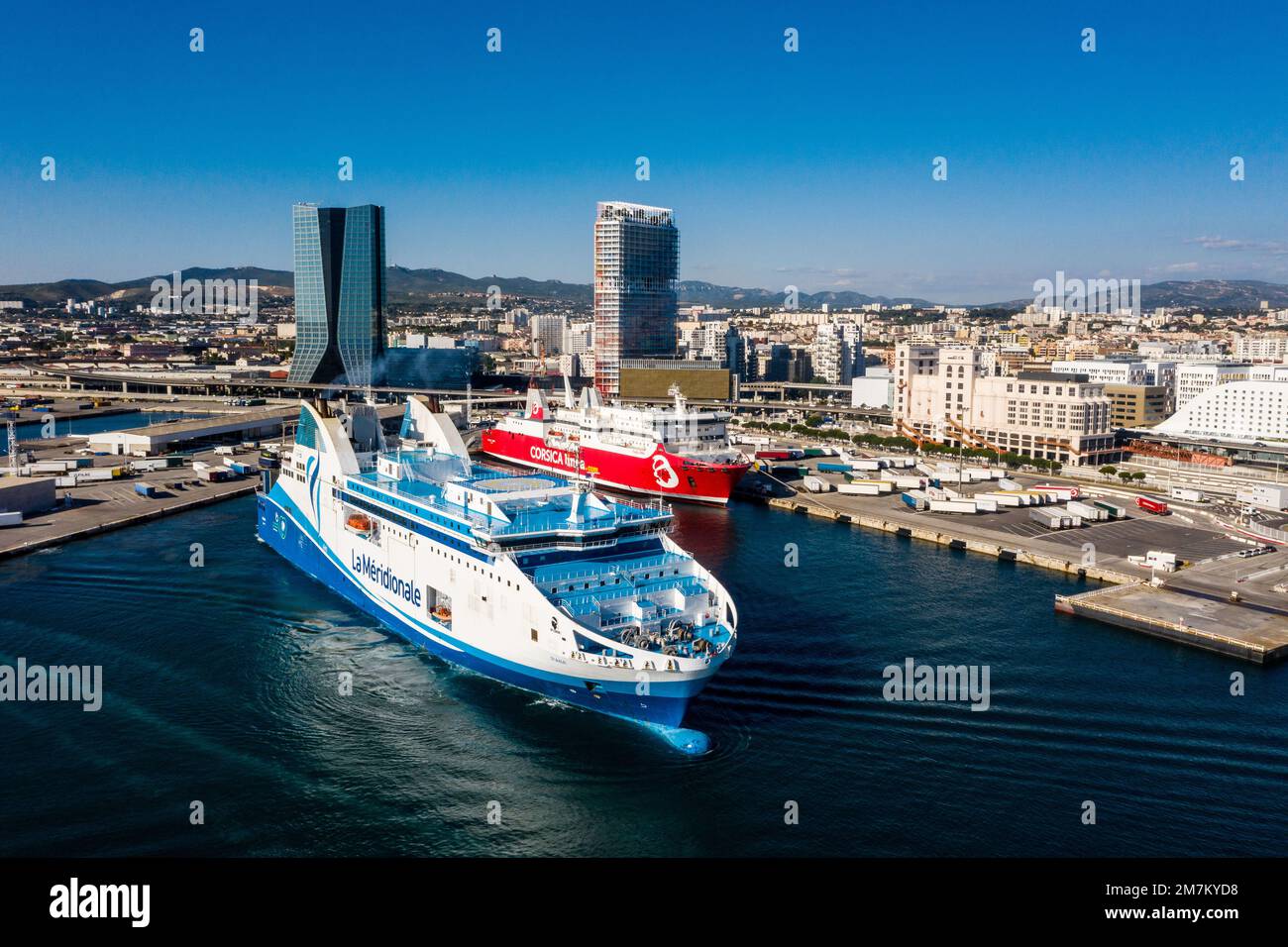 Marseille (south-eastern France): aerial view of the Great seaport of ...