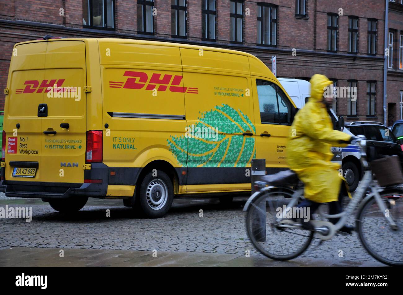 Copenhagen/Denmark/09 January 2023/ German DHL parcel delivery van in ...