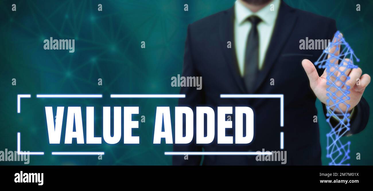 Conceptual display Value Added. Internet Concept the extra value ...