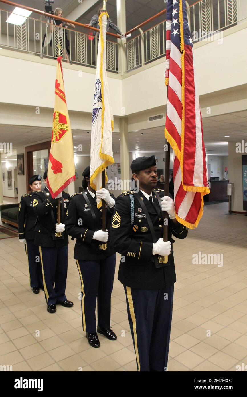 An Army Color Guard is shown May 10, 2022, during a special signing ...