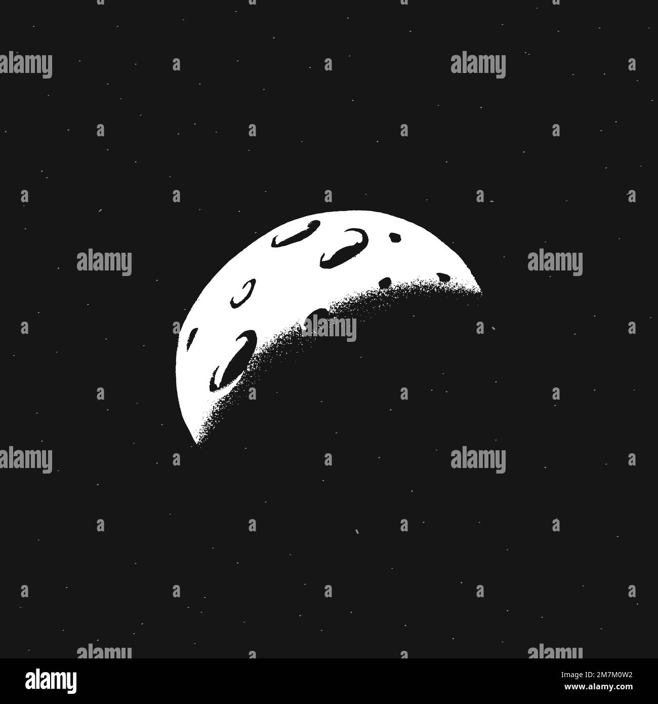 Crescent moon white vector galaxy doodle illustration sticker Stock ...